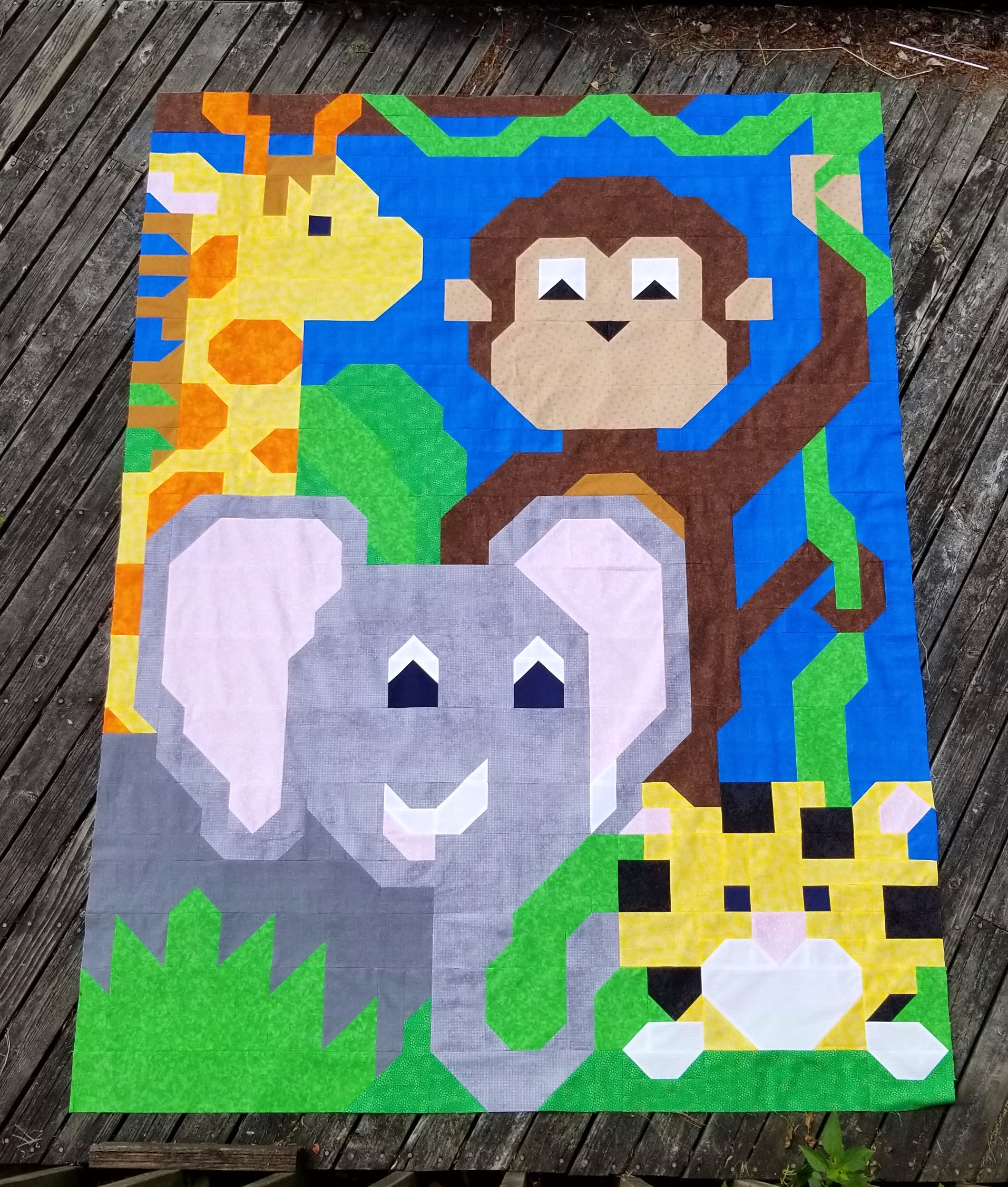 Jungle Animals Quilt Pattern: Twin Size Pieced (PDF Pattern) - Etsy