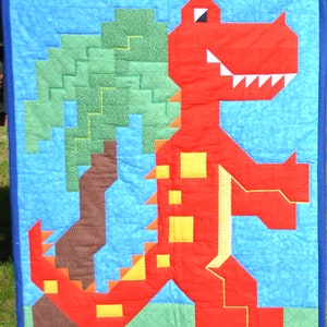 T-rex Quilt Pattern, 3 Sizes: 36x42, 24x28, 48x56, Instant Download ...