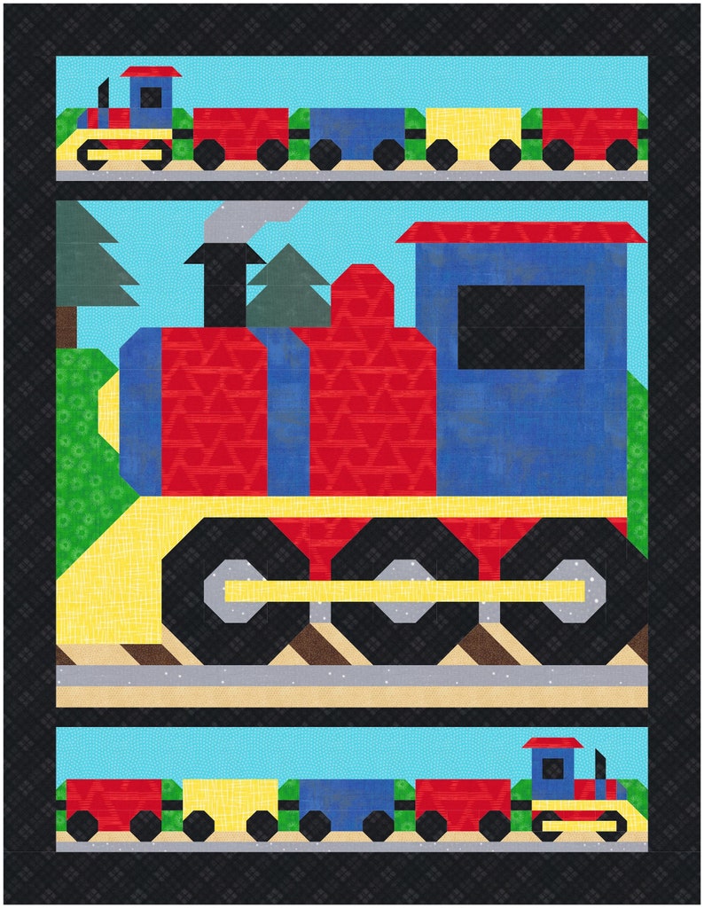 Train Quilt Pattern: Twin Size (66x86), Beginner Friendly (PDF Pattern ...