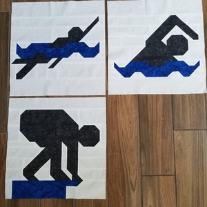 Swimming Twin Size Quilt Pattern 64x86 PDF, Teen Swimmer Quilt, 4 Swim ...