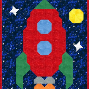Rocket Baby Quilt Pattern, 3 Sizes: 36x42, 24x28, 48x56, Little Boy ...