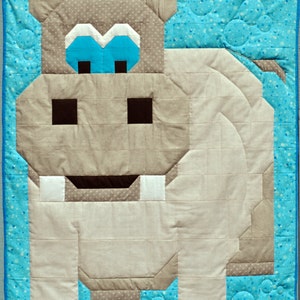 Hippo Baby Quilt Pattern in Multiple Sizes 36x42 Plus 24x28 and 48x56 ...