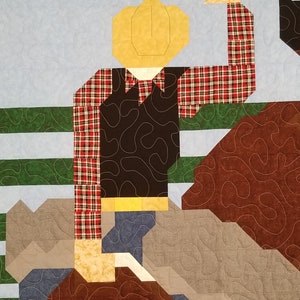 Bucking Bull Twin Quilt Pattern: Rodeo Cowboy Design (PDF) - Etsy