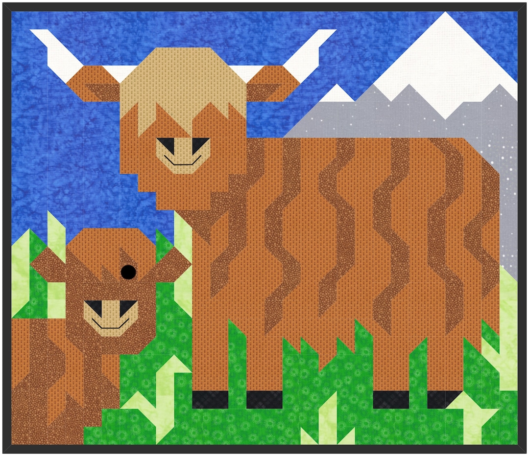Quilt Pattern of Highland Cow, Comes With 3 Sizes, as Digital Download ...
