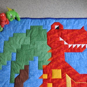 T-rex Quilt Pattern, 3 Sizes: 36x42, 24x28, 48x56, Instant Download ...