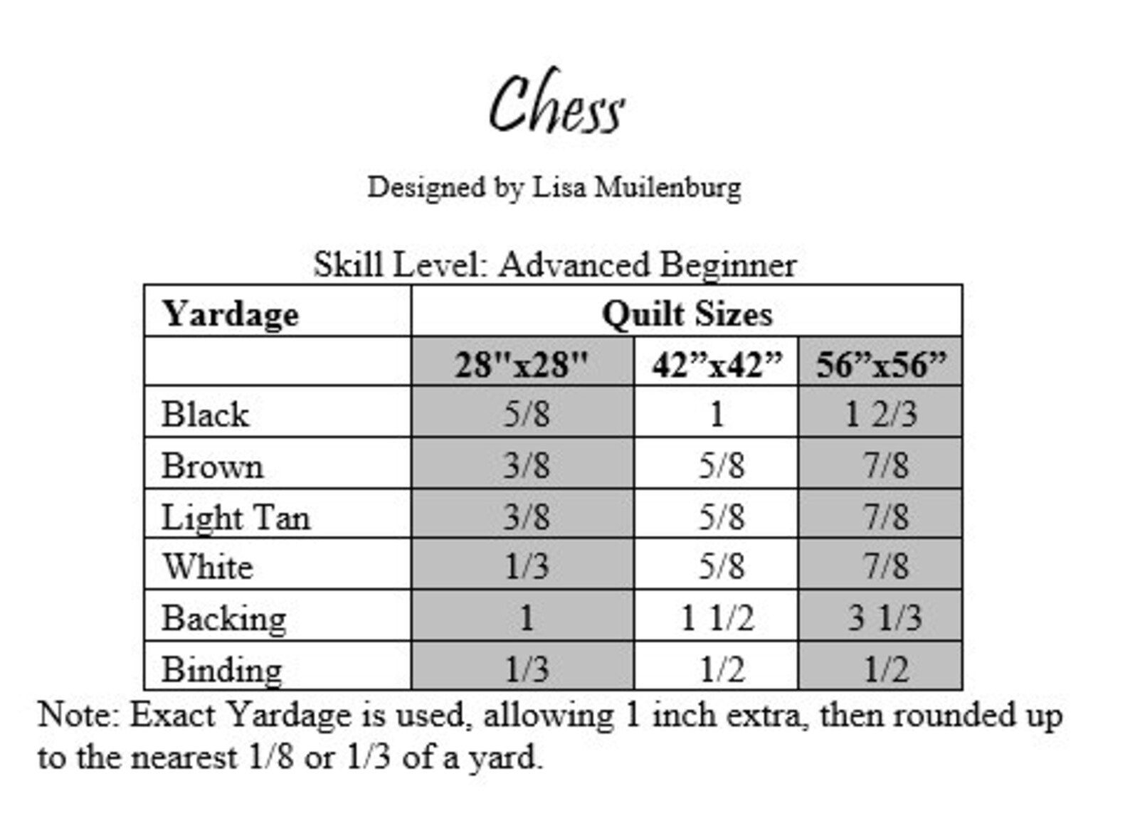 Chess Quilt Pattern With 3 Sizes 42x42, 28x28, and 56x56 Inches ...
