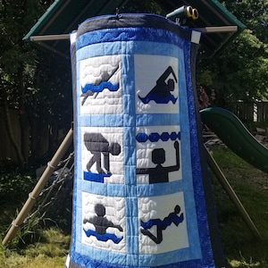 Swimming Twin Size Quilt Pattern 64x86 PDF, Teen Swimmer Quilt, 4 Swim ...