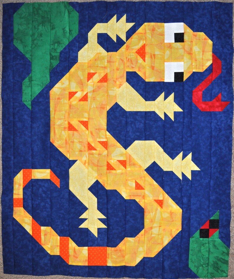 Gecko Quilt Pattern: Lizard Baby Quilt (digital Download) - Etsy