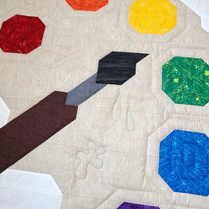 Painting Quilt Pattern, Simple Pieced Art Quilt Featuring Paint Pallet ...