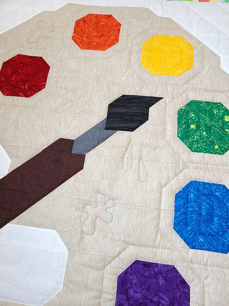 Paint Palette Quilt Pattern, Colorful Art, 3 Sizes (instant Download ...