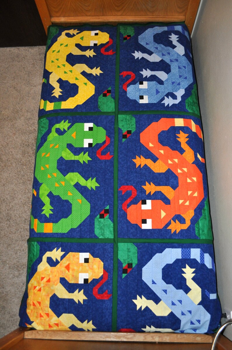 Gecko Quilt Pattern: Lizard Baby Quilt (digital Download) - Etsy