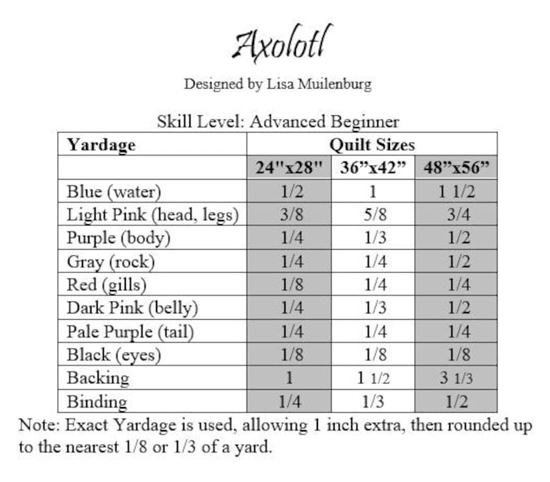Axolotl Quilt Pattern With Multiple Sizes, Instant Download PDF - Etsy