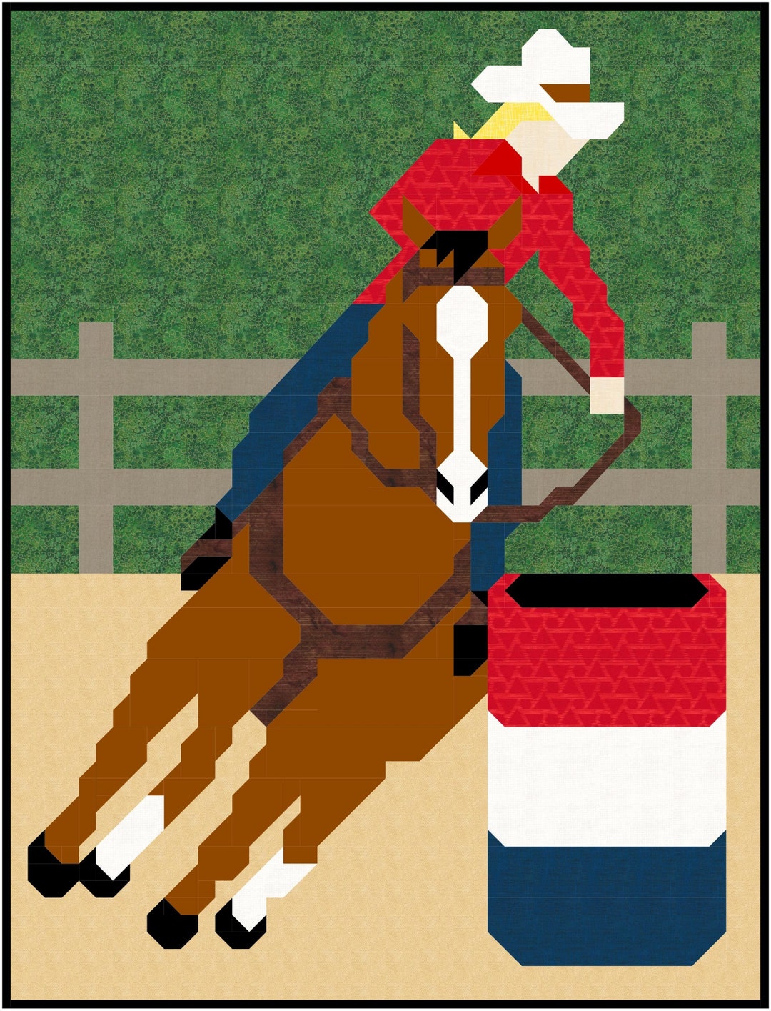 Barrel Racing Quilt Pattern, Rodeo Quilt in Twin 66x84 and Throw 44x56 ...