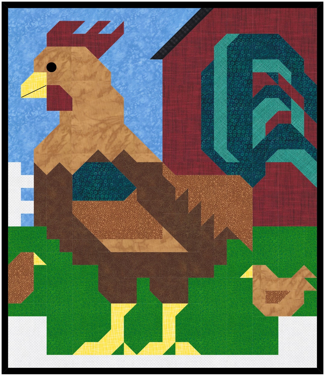 Rooster Quilt Pattern, Traditionally Pieced Image, Includes 3 Sizes ...