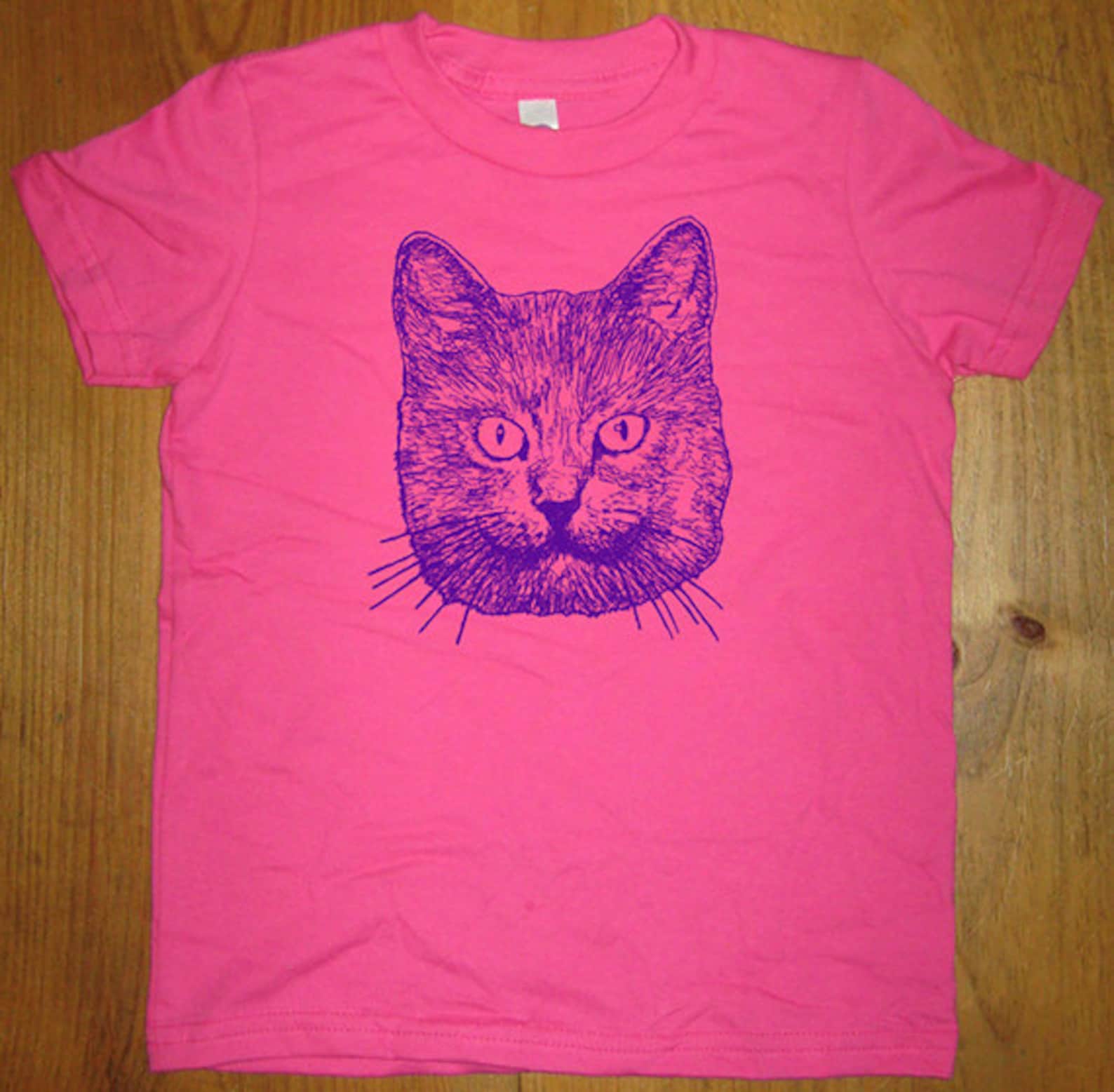 Kids Cat Shirt Girls or Boys Shirt Cat Tee 8 Colors | Etsy
