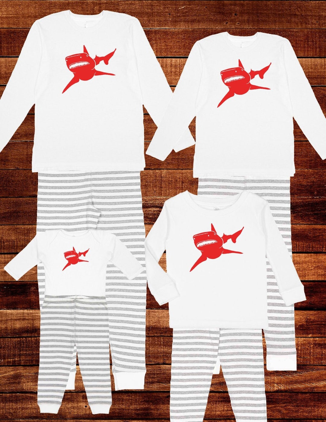 Shark Pajamas Ocean Sea Sharks Daddy Baby Sister Pajama Holiday ...