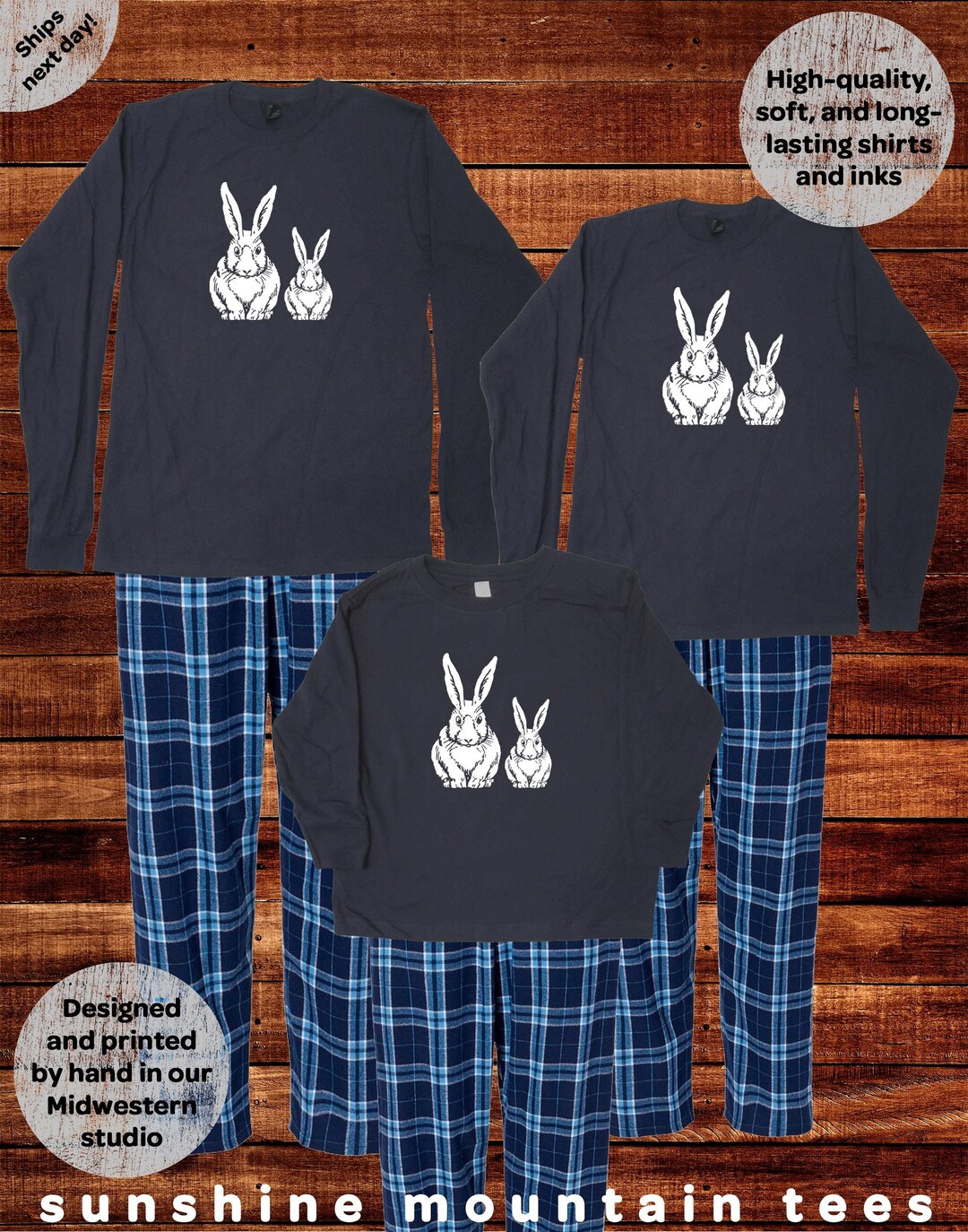 Family Matching Pajamas - Rabbits Easter Pajama Set Holiday Matching PJ ...