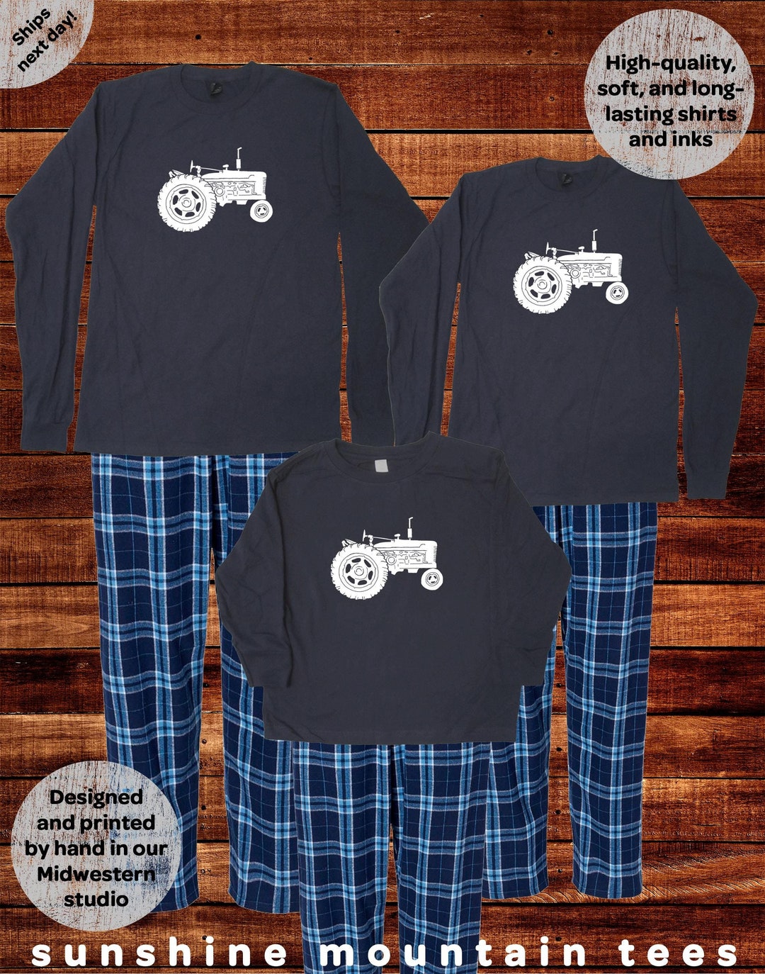 Fathers Day Farming Pajamas Family Matching Tractor Set Matching PJ Men ...