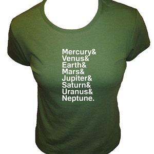 Planet Solar System Shirt - Womens Organic Shirt - Mercury Venus Earth ...