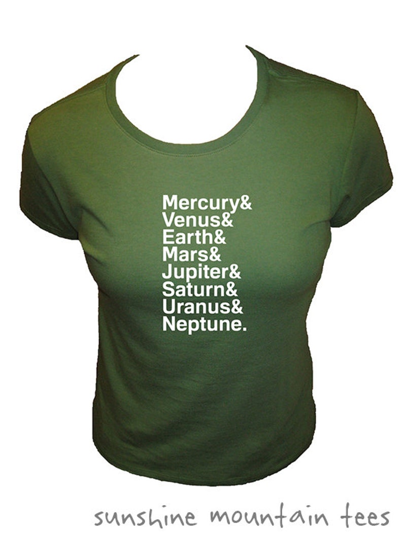 Planet Solar System Shirt - Womens Organic Shirt - Mercury Venus Earth ...