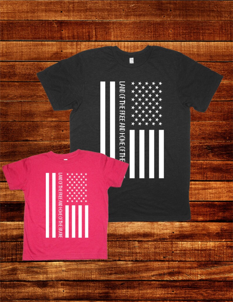 July 4th Matching American Flag T Shirts Brave Free USA Fourth | Etsy