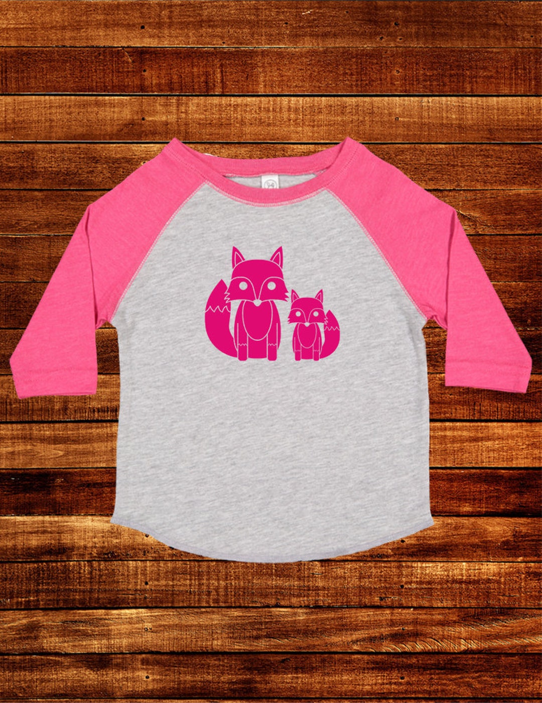 Foxes - Fox Pair Shirt for Girls or Boys Pink Blue Black Raglan 3/4 ...