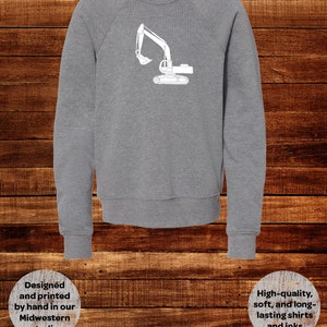 Digger Backhoe Truck Sweatshirt - Kids Excavator Shirt - Back Hoe Long ...