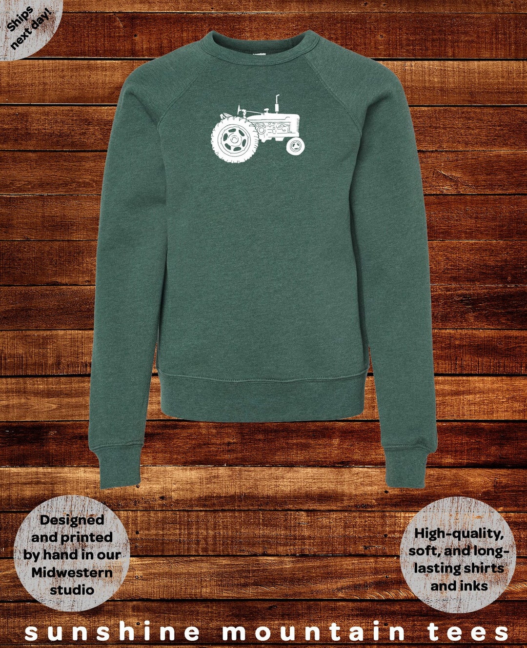 Tractor Farming Farm Fleece Sweatshirt Gray or Green Long Sleeved 2T 3T ...