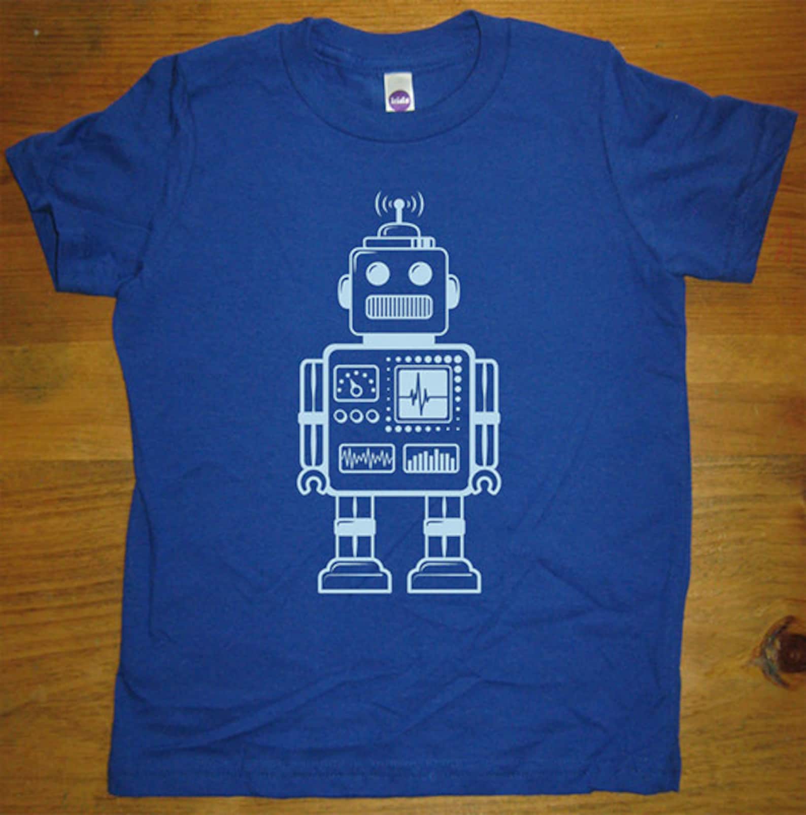 Robot Shirt Retro Robot Kids Shirt 8 Colors Available - Etsy