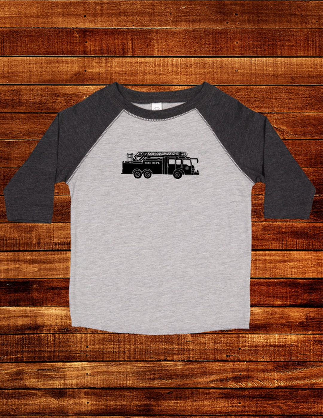 Fire Truck - Fire Engine Shirt for Boys or Girls Raglan 3/4 Long ...
