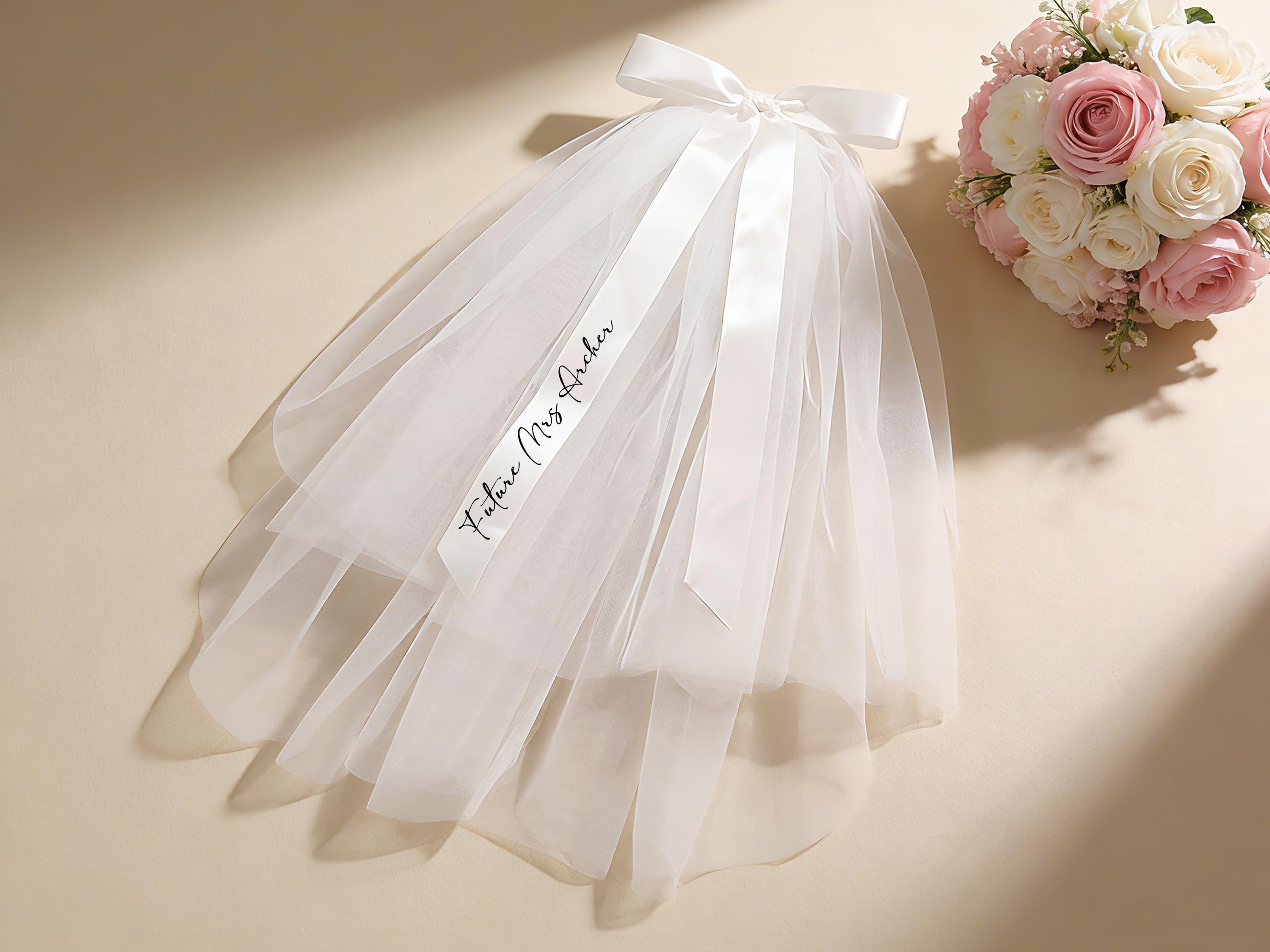 Custom Future Mrs Wedding Veil, Personalised Printed Bridal Veil ...