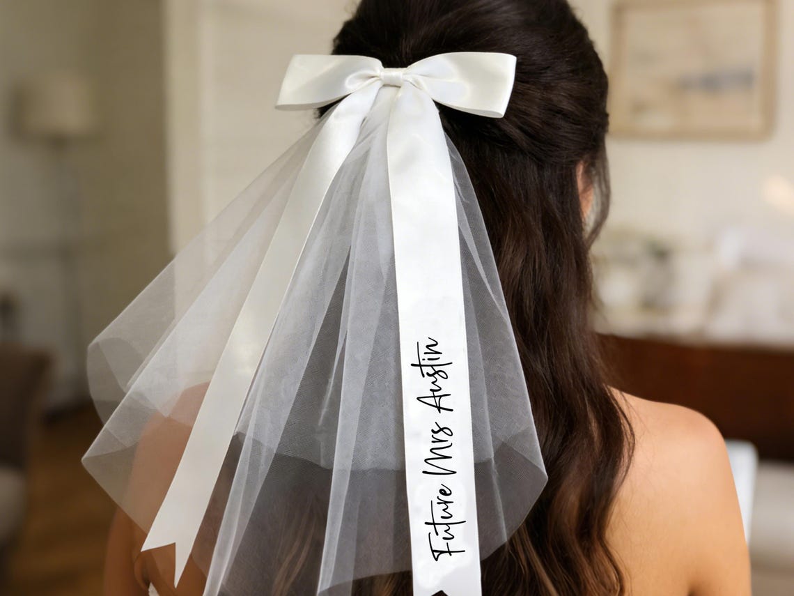 Custom Future Mrs Wedding Veil, Personalised Printed Bridal Veil ...