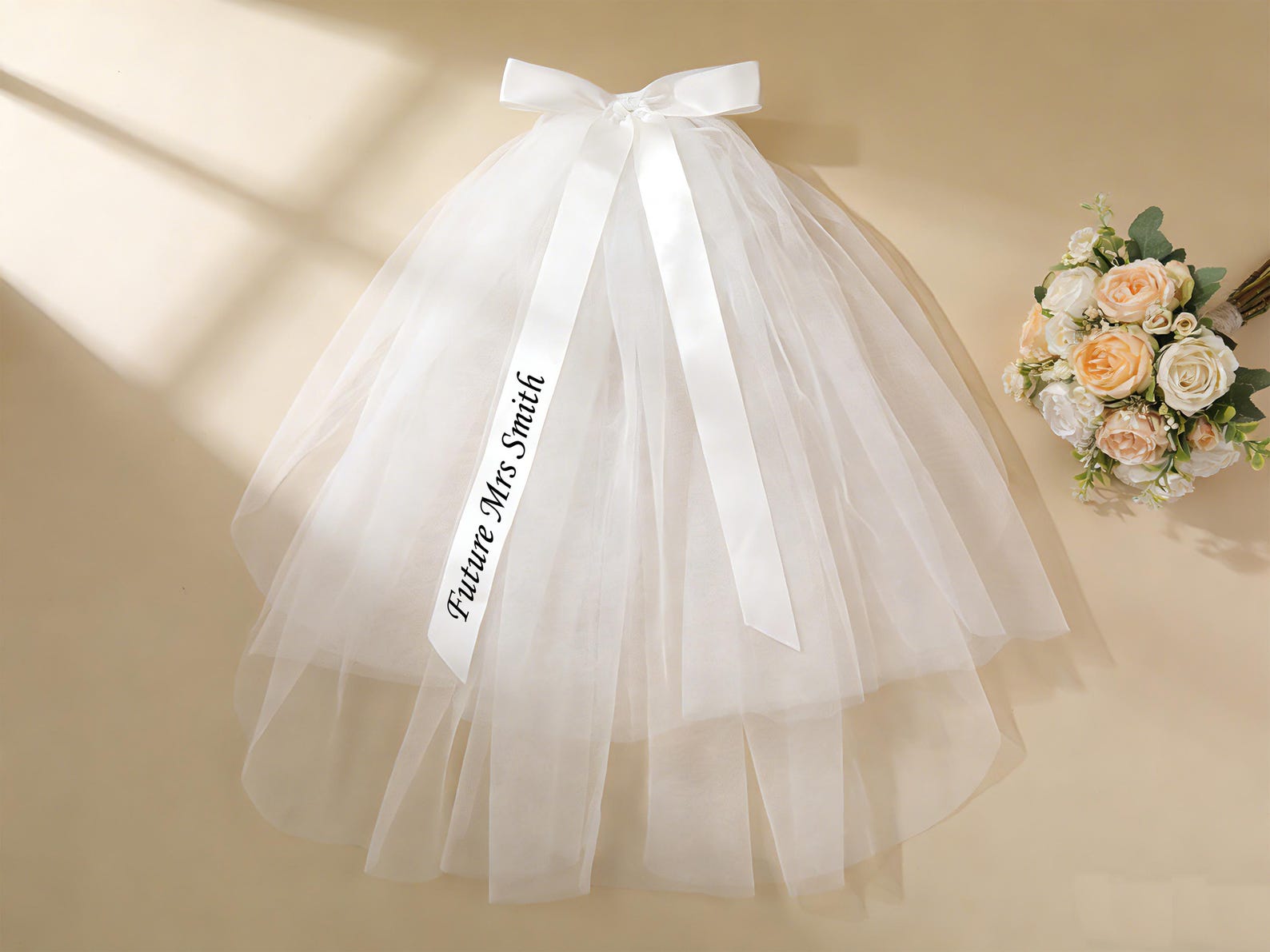 Custom Future Mrs Wedding Veil, Personalised Printed Bridal Veil ...
