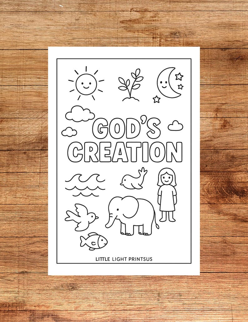 7 Days of Creation Coloring Pages: Genesis Bible Story (digital ...