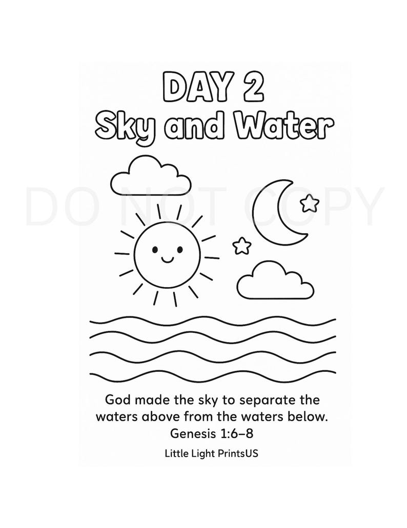 7 Days of Creation Coloring Pages: Genesis Bible Story (digital ...