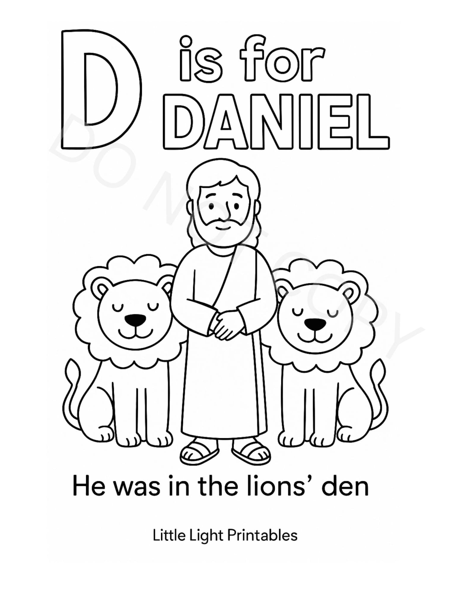 D is for Daniel - Bible Alphabet Coloring Page- Little Light Printsus ...