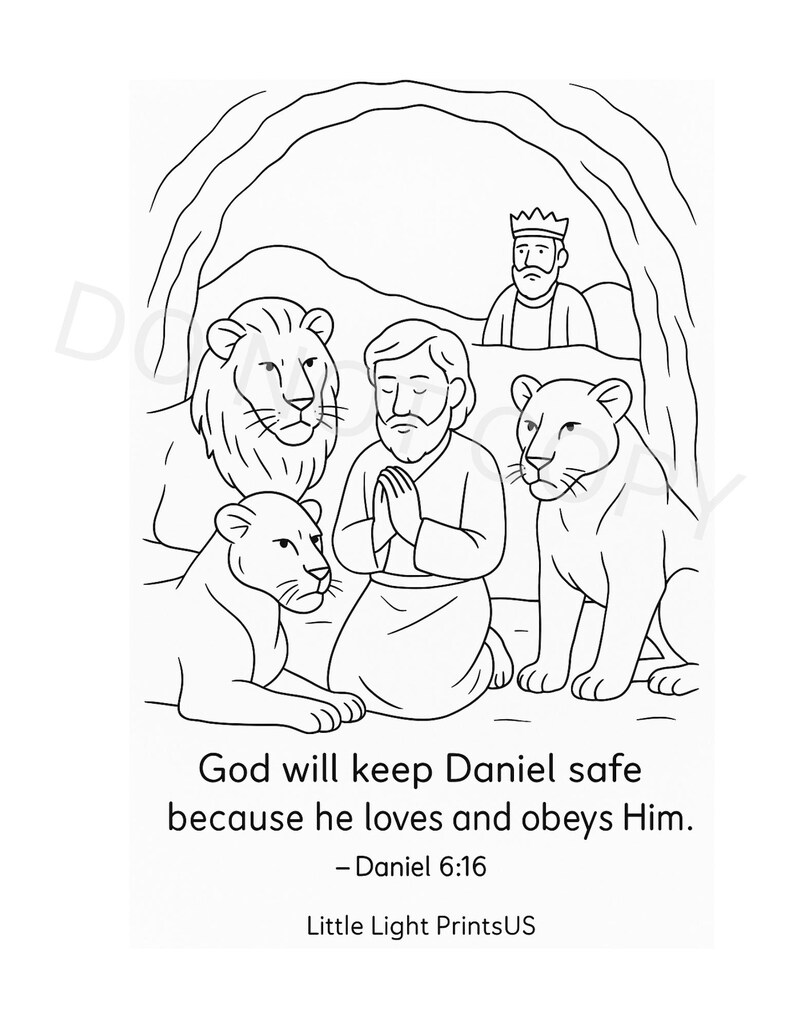 Daniel in the Lions' Den Story and Coloring Pack/kids Bible Printable ...