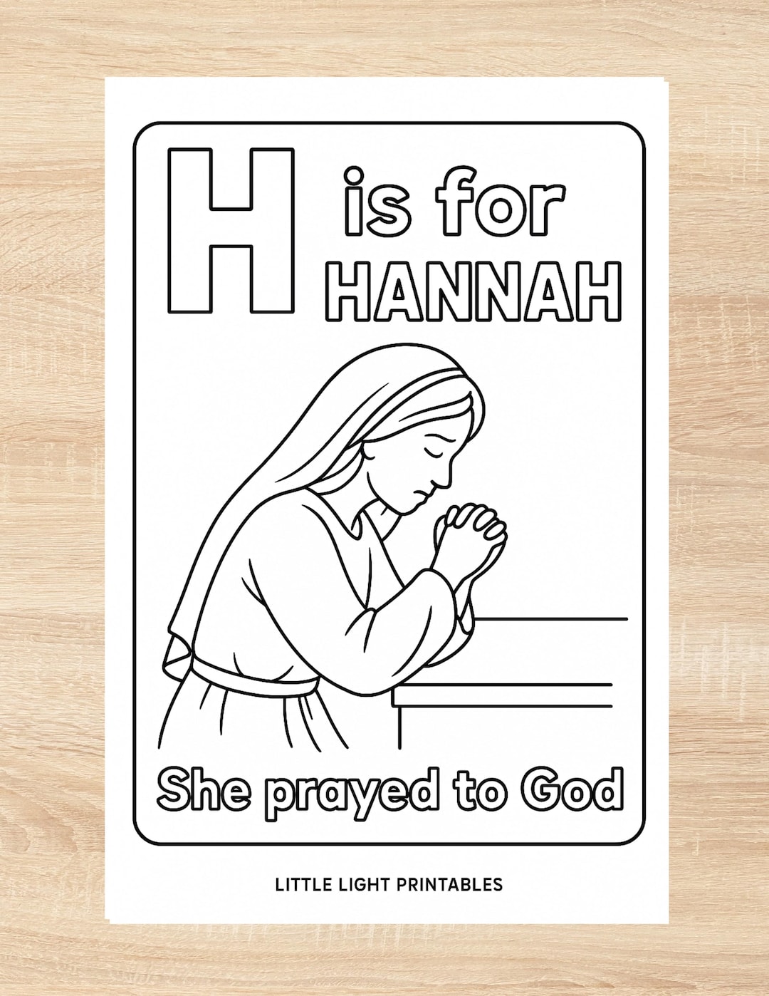 H is for Hannah - Bible Alphabet Coloring Page Digital Download - Etsy