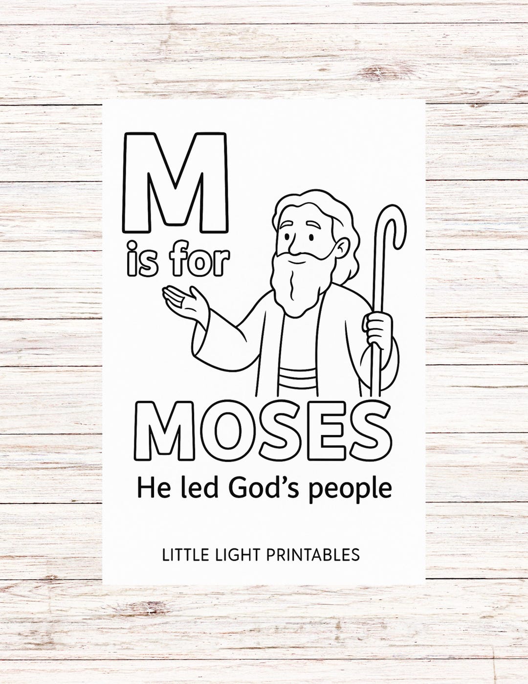 Letter M is for Moses Coloring Page - Printable Alphabet Activity for ...