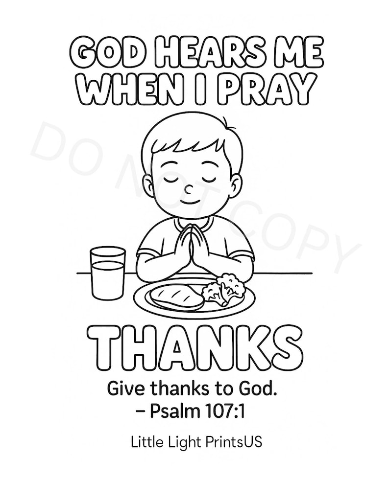 God Hears Me When I Pray Coloring Pages: Christian Kids Activity ...