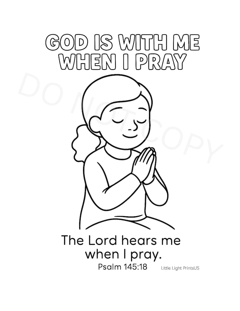 Prayer Coloring Pages for Kids: Bible Verse Christian Activity ...