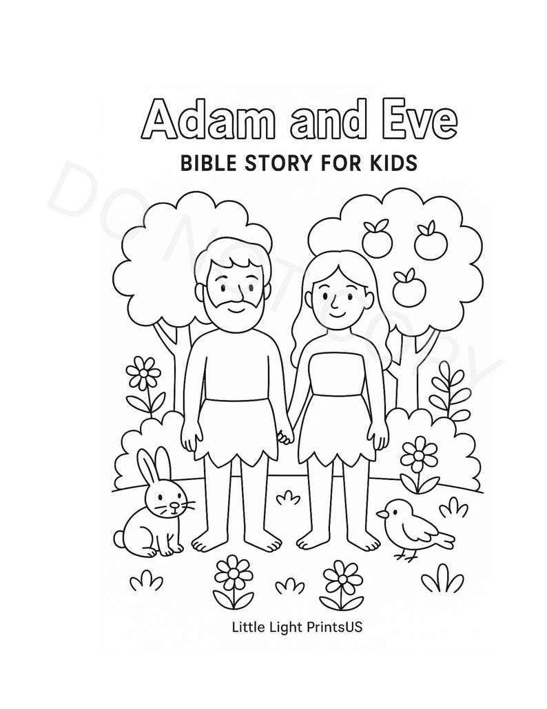 Adam and Eve Bible Story Activity Pack: Coloring, Tracing, Cut & Paste ...