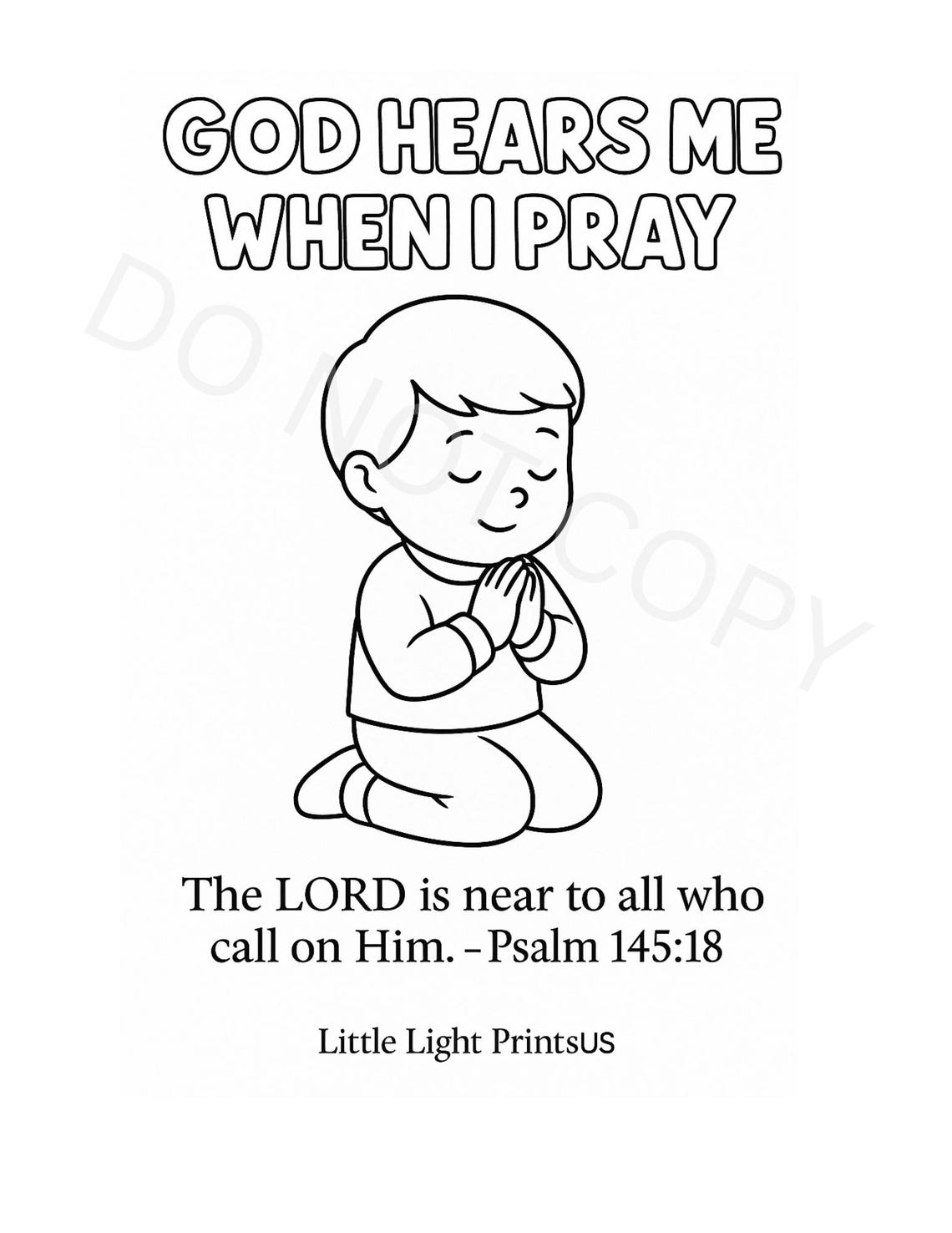 God Hears Me When I Pray Coloring Pages: Christian Kids Activity ...