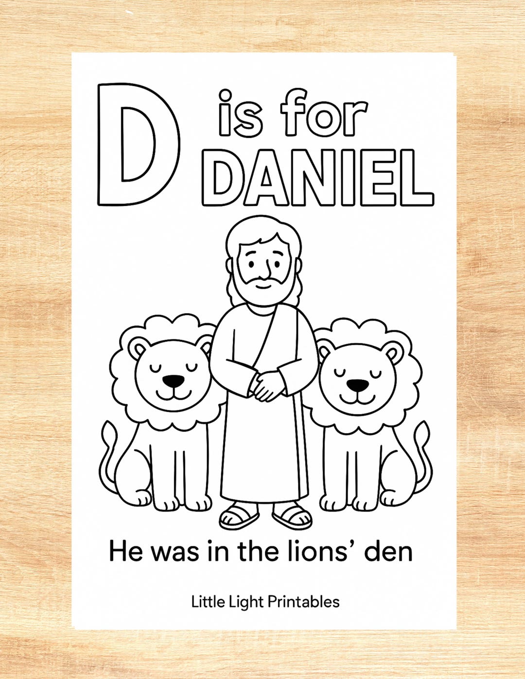 D is for Daniel - Bible Alphabet Coloring Page- Little Light Printsus ...