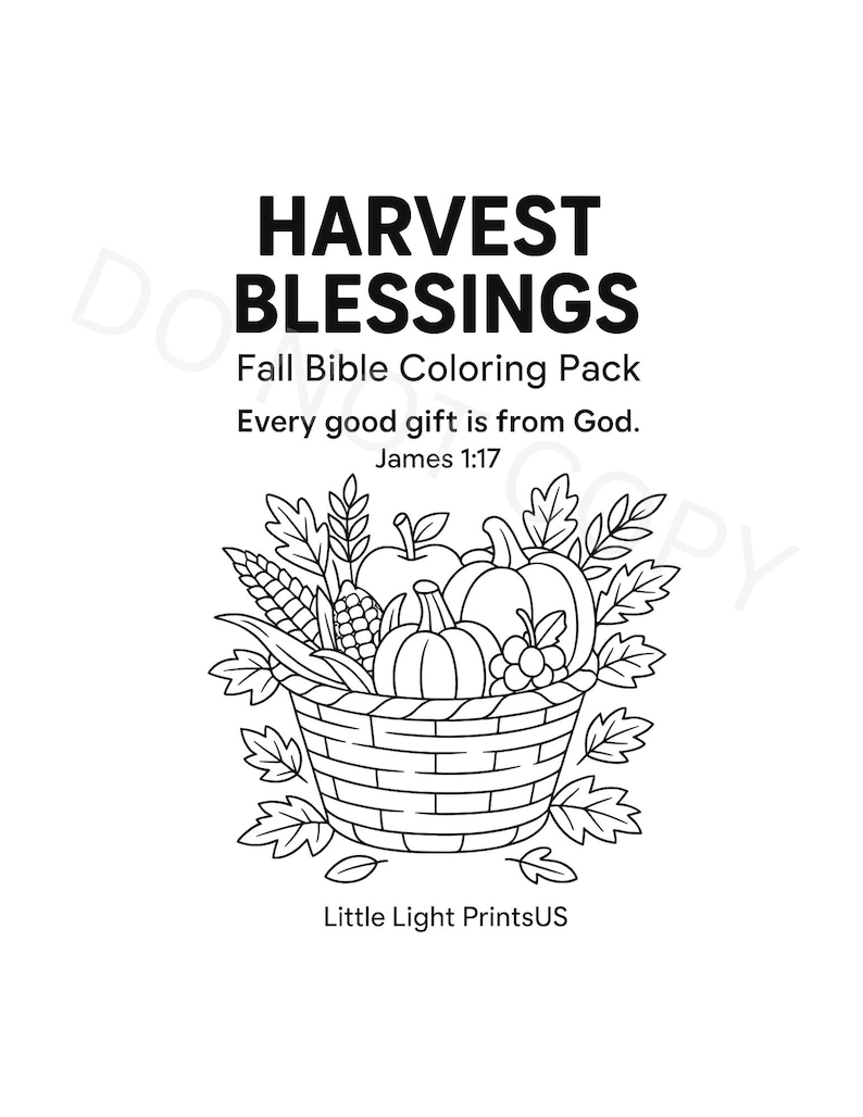 Harvest Blessings Fall Bible Coloring Pack/christian Coloring Pages for ...
