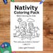 Nativity Coloring Pack/bible Christmas Coloring Pages for Kids ...