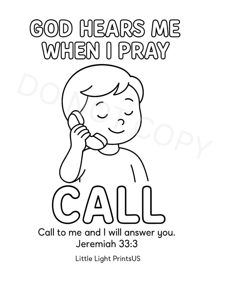 God Hears Me When I Pray Coloring Pages: Christian Kids Activity ...
