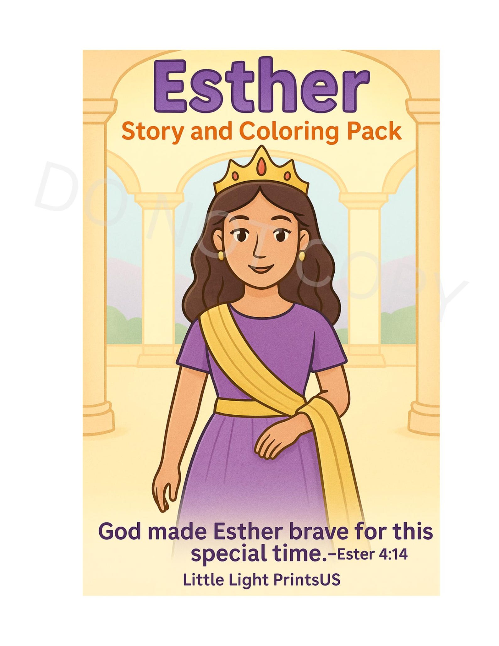 Queen Esther Bible Story and Coloring Pages for Kids(digital Download ...