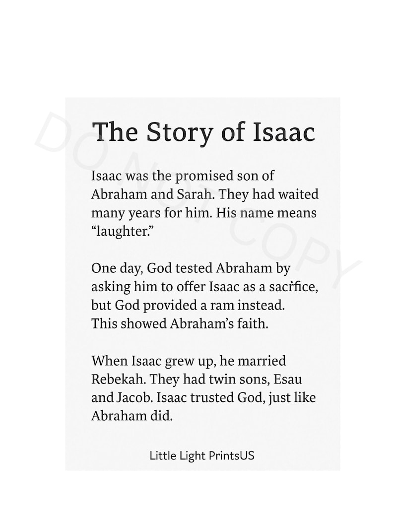 Isaac Fun Pack/bible Coloring and Activities Pages for Kids/little ...