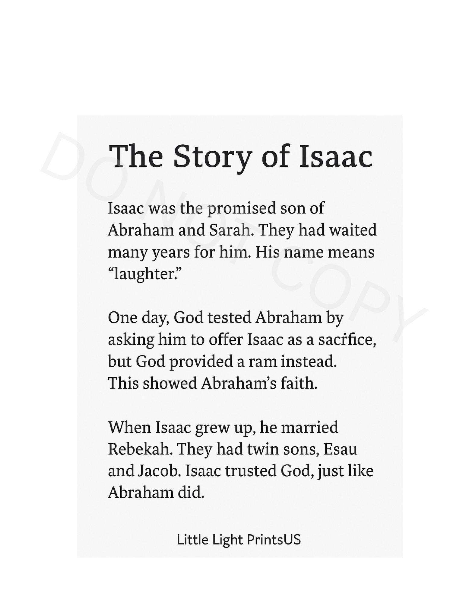 Isaac Fun Pack/bible Coloring and Activities Pages for Kids/little ...